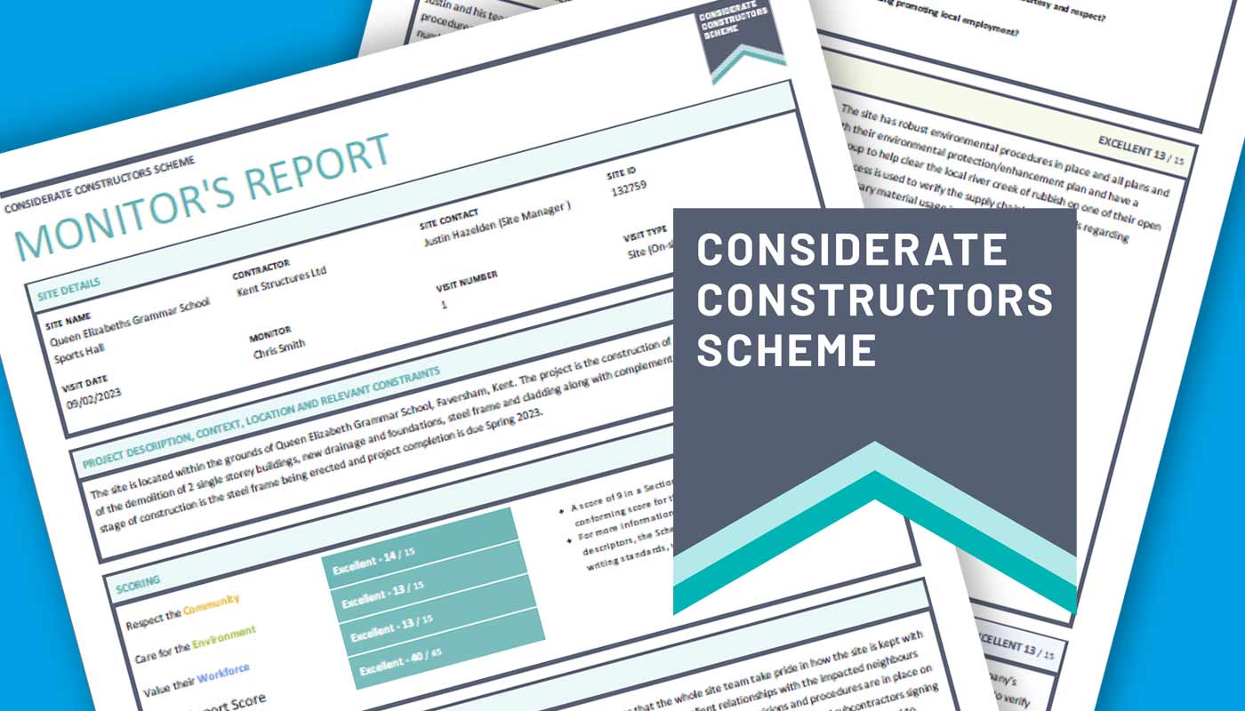 Considerate Contractors Scheme - Excellent - Kent Structures